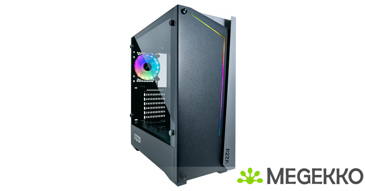 Megekko.nl - Azza APOLLO 430B DF2 computer Midi ATX Tower Zwart, Transpar