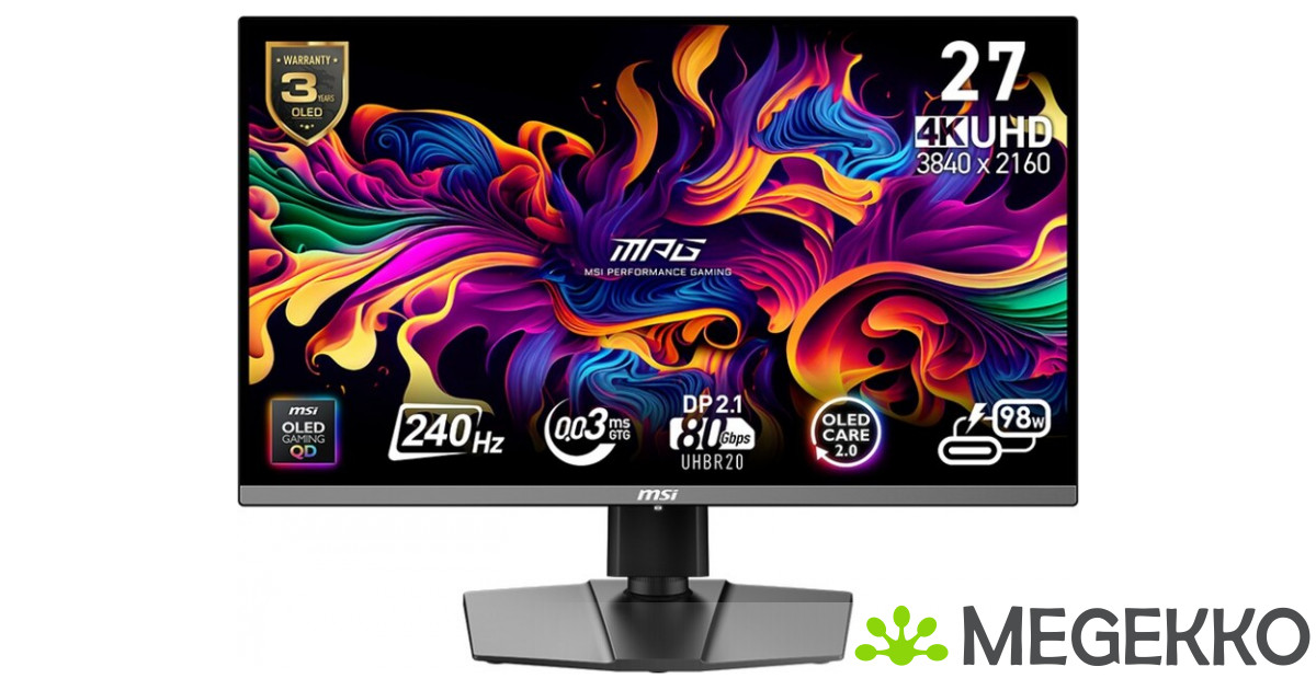 Megekko.nl - MSI MPG 272URX QD-OLED 27" 240Hz Ultra HD OLED Gaming monito