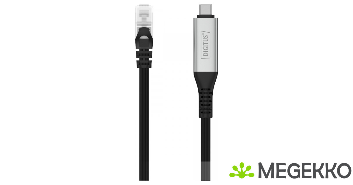 Megekko.nl - Digitus AK-300601-100-S USB-C - RJ45 CAT6A 1 Gbit/s, 10m Kab