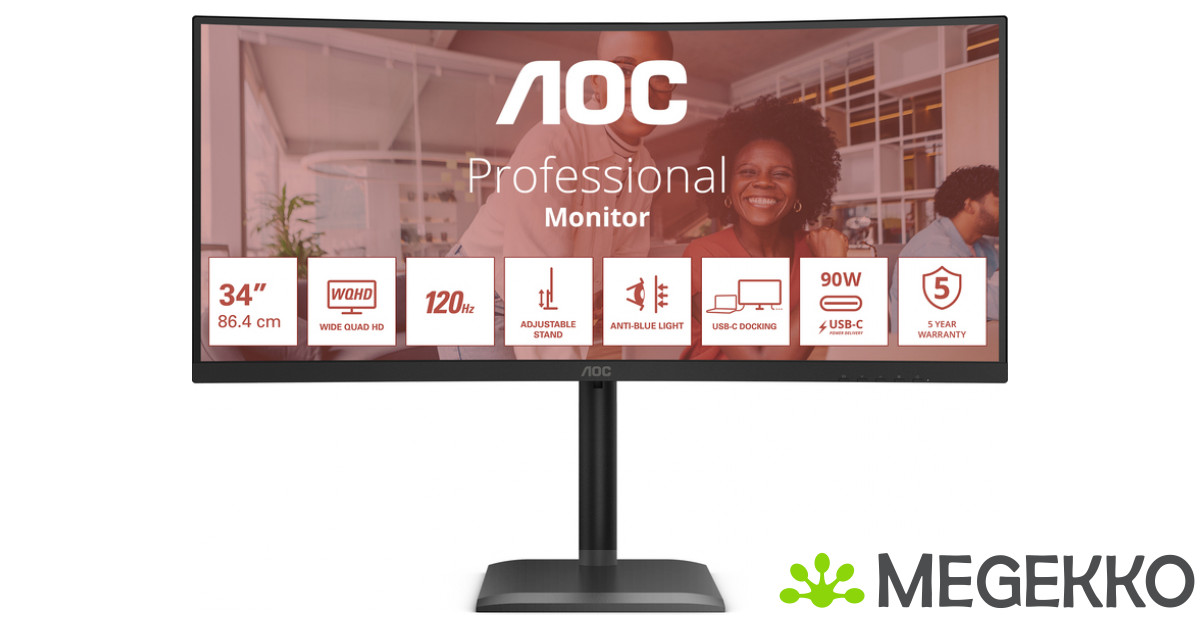 Megekko.nl - AOC E4 CU34E4CV 34" UltraWide Quad HD 120Hz VA monitor