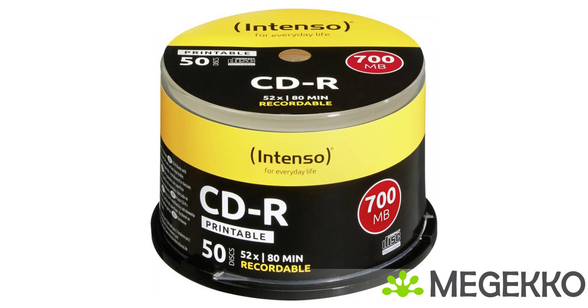 Megekko.nl - 1x50 Intenso CD-R 80 / 700MB 52x Speed. printable. scr. res.