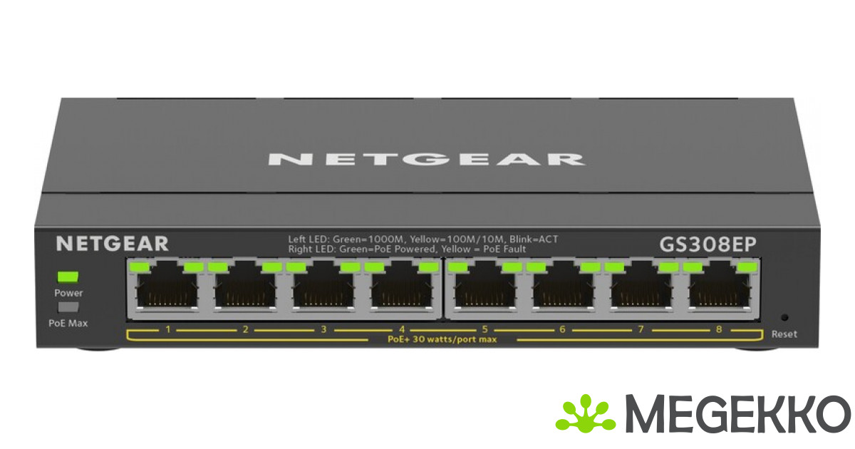 Megekko.nl - Netgear GS308EP Managed netwerk netwerk switch