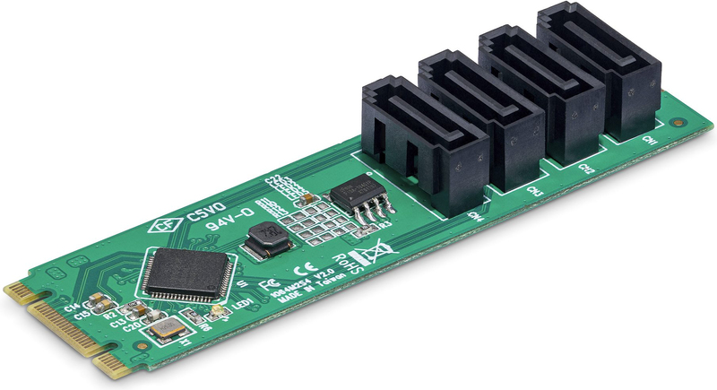 Megekko.nl - StarTech.com M.2 naar 4-Port SATA Adapter Kaart, M.2 PCIe 3.